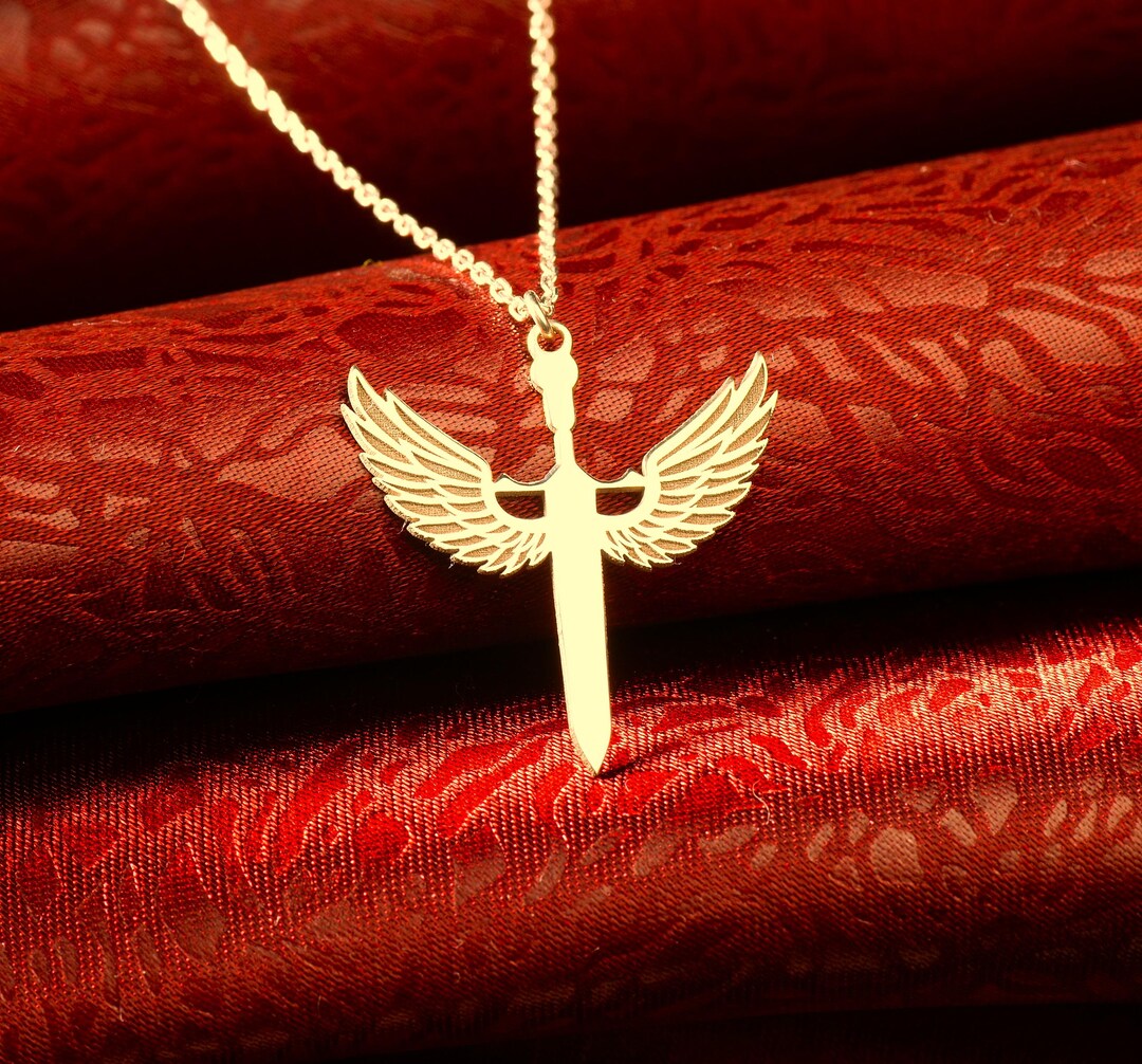 Sterling Silver Angel Wing Sword Necklace: Gothic Fairy Pendant - Etsy