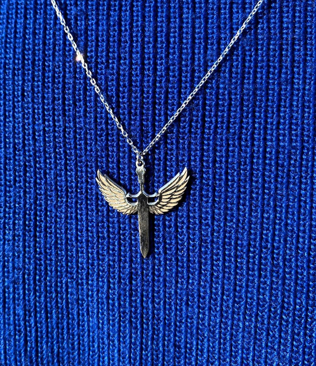 Silver Angel Wing Sword Necklace&fantasy Justice Pendant for Women ...