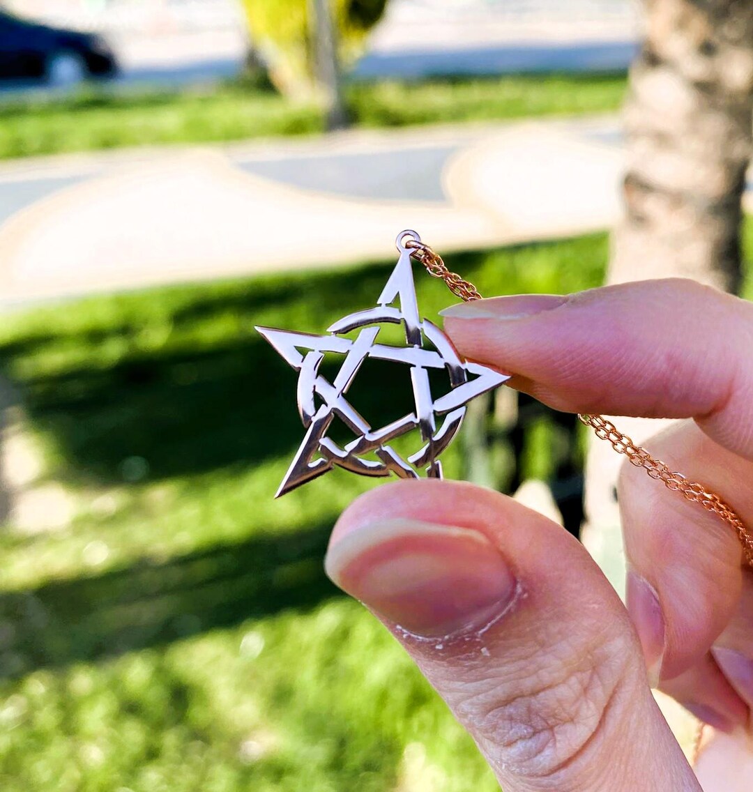 925 Sterling Silver Pentagram Necklace&wiccan Jewelry, Gold Pagan ...