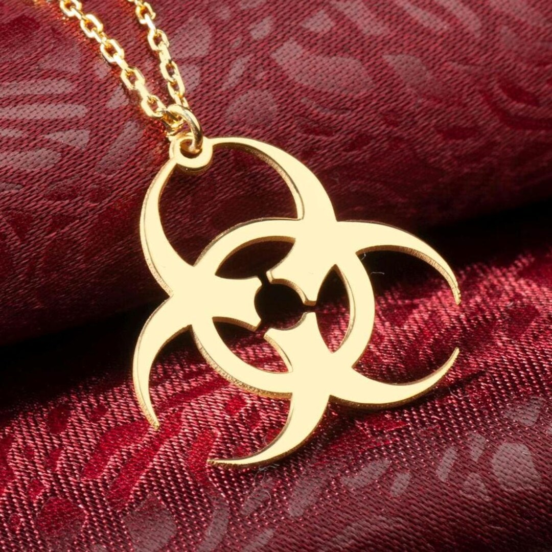 Biohazard Symbol Necklace: Gold Plated Sterling Silver Science Geek ...