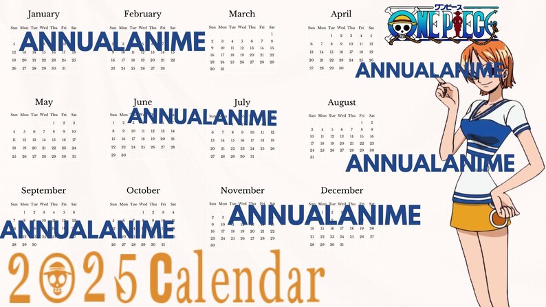 Nami One Piece Minimalist Calendar - Etsy