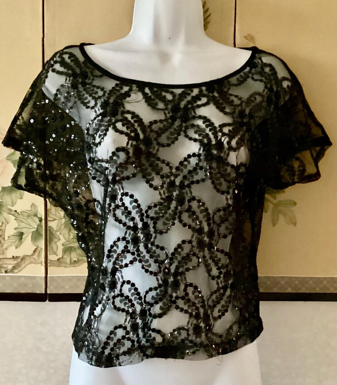 Sparkling Vintage Sequin Sheer Evening Top - Etsy