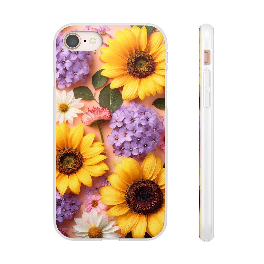 Sunflower Daisy Purple Pink Yellow Aesthetic Floral Design Flexible ...