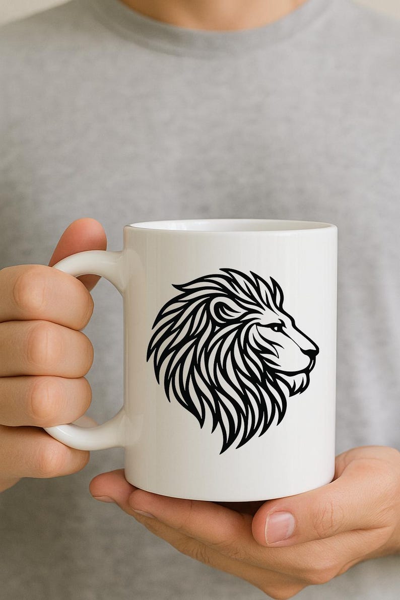 Lion Head Illustration Line Art – Dxf, Ai, Eps, Png Cut File for Laser ...