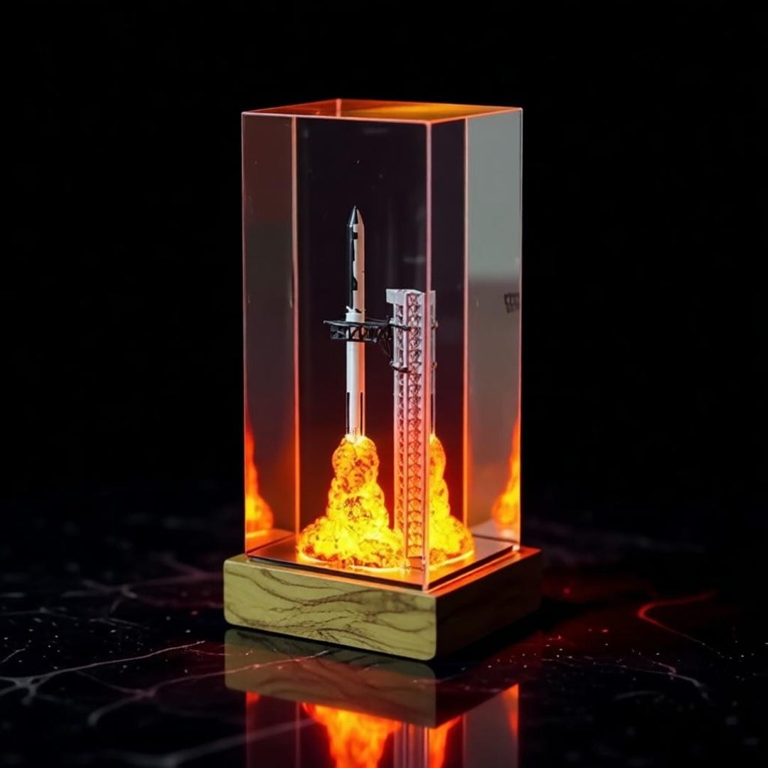Rocket Launch Resin Lamp Space X Starship Night Light Astronaut Gift ...