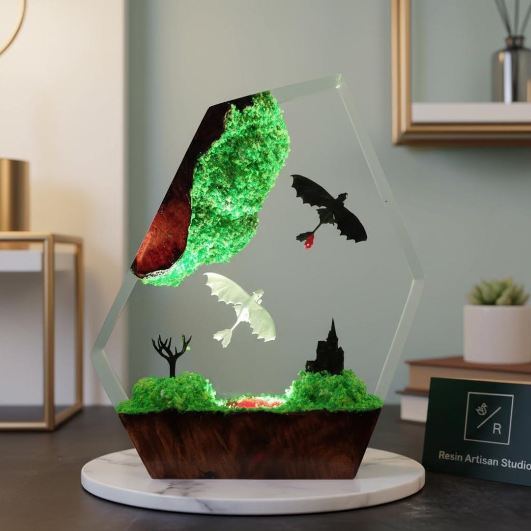 Handmade Epoxy Dragon Art, HTTYD Inspired Resin Diorama, To.ot.hle.ss ...