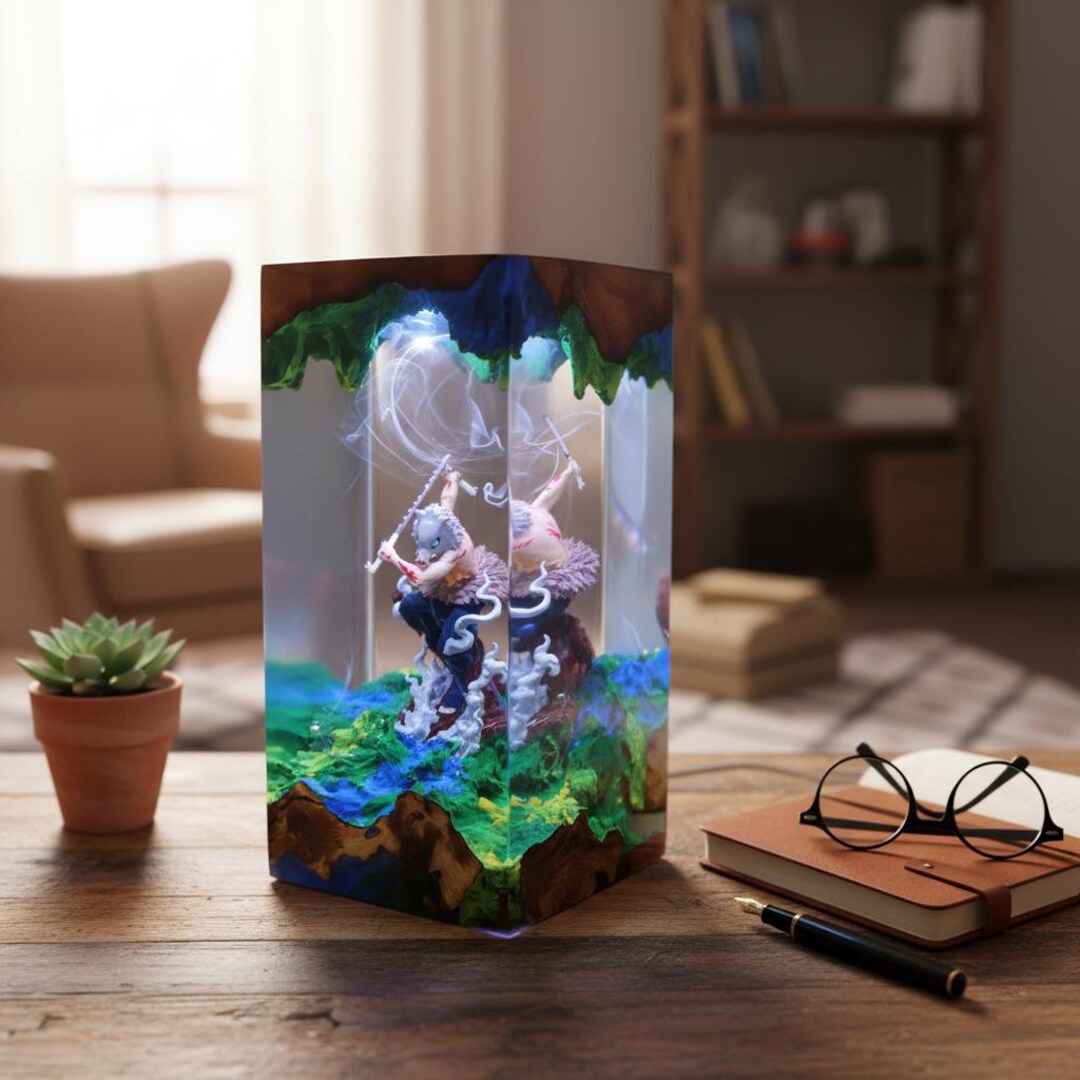Demon Slayer Inosuke Resin Art Lamp, Anime Figure Diorama Night Light ...
