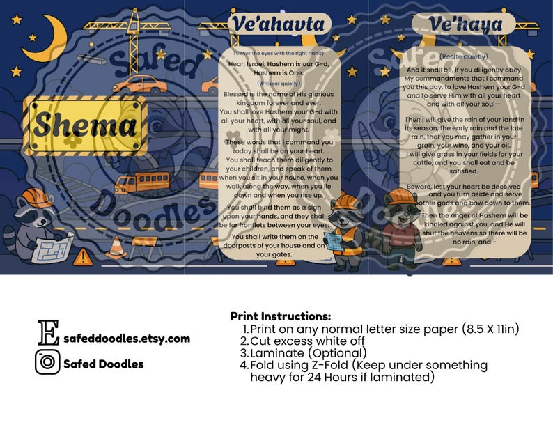 Shema Prayer Card Printable - Masculine - Etsy