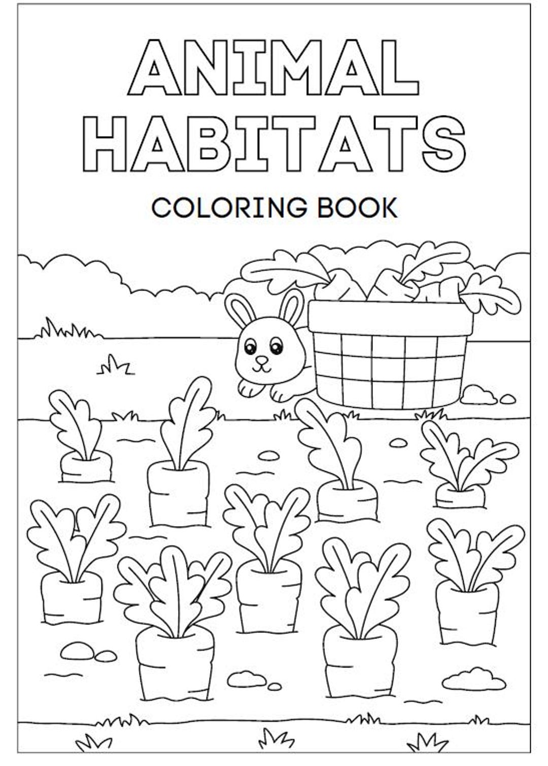 Animal Habitats Coloring Booklet in Grayscale Illustrative Style - Etsy