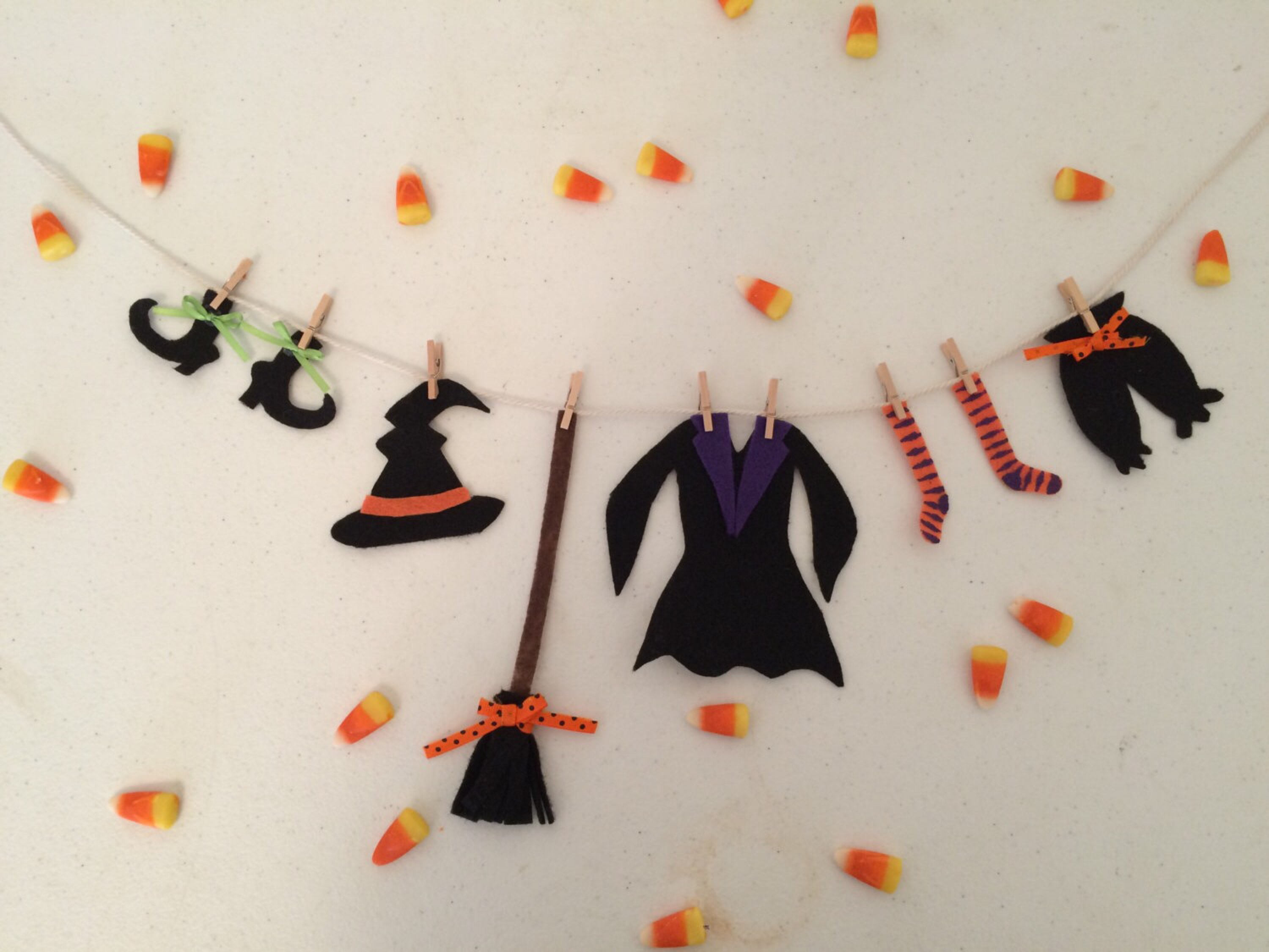 Witch Clothesline Halloween Decoration Banner Bunting Garland Witch's ...