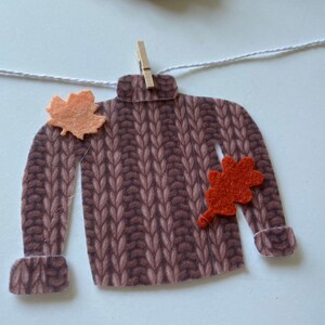Fall Felt Faux Knitted Sweater Banner With Leaves Autumn Miniature ...