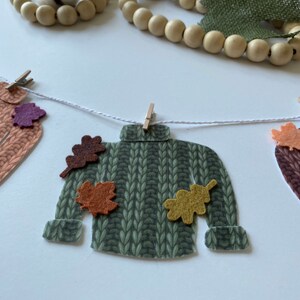 Fall Felt Faux Knitted Sweater Banner With Leaves Autumn Miniature ...