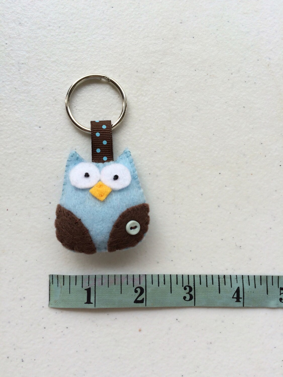 Owl Felt Blue & Brown Keychain - Etsy