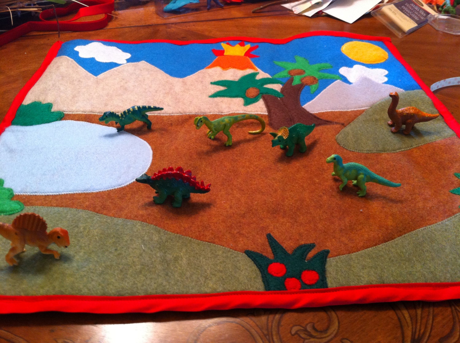 Dinosaur Playmat: Felt Mat with Dinosaur Toys | Etsy