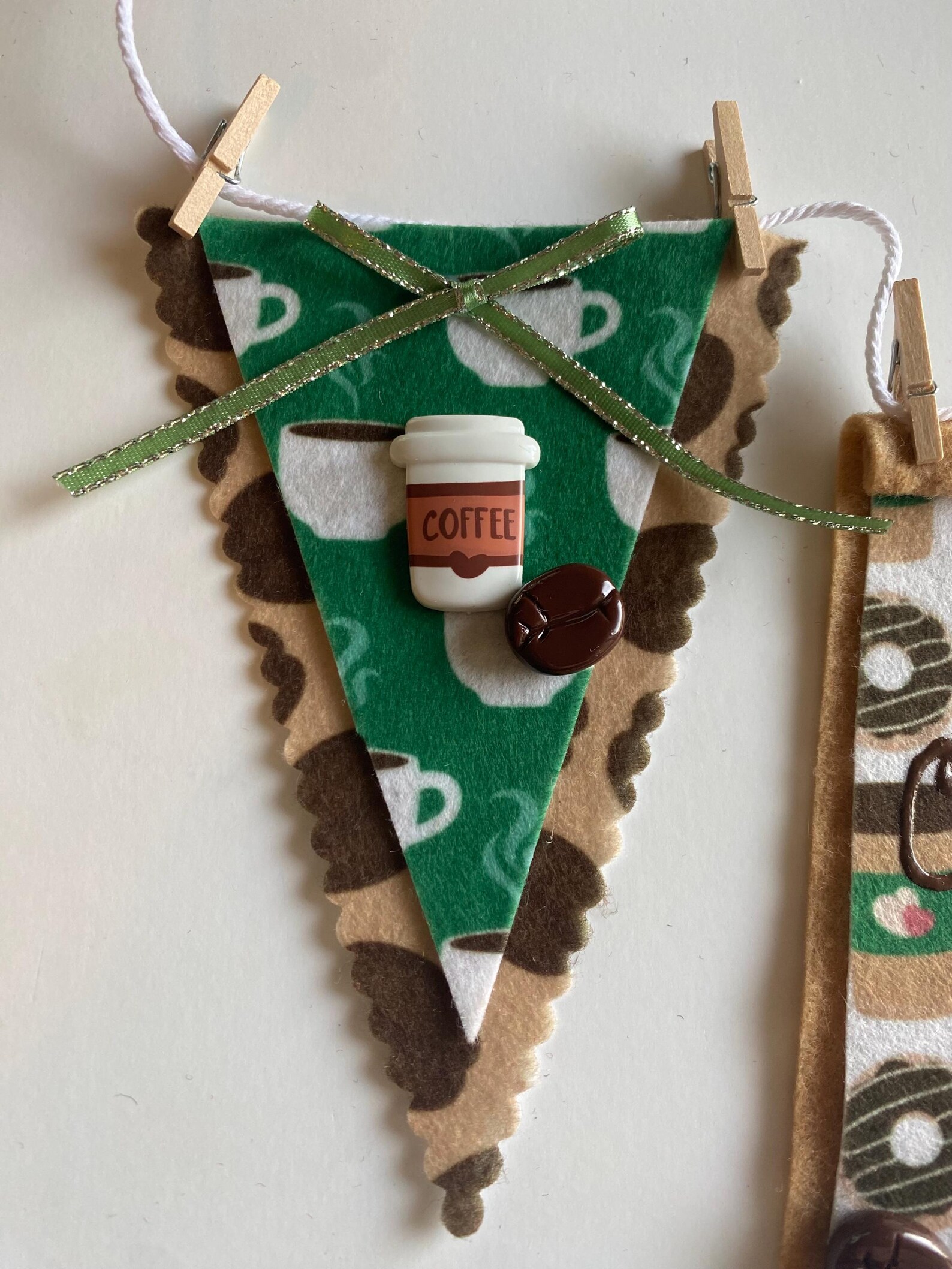 Coffee Lovers Banner, Miniature Felt Garland, Coffee Bean Bunting ...