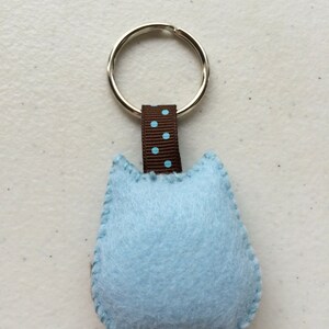 Owl Felt Blue & Brown Keychain - Etsy