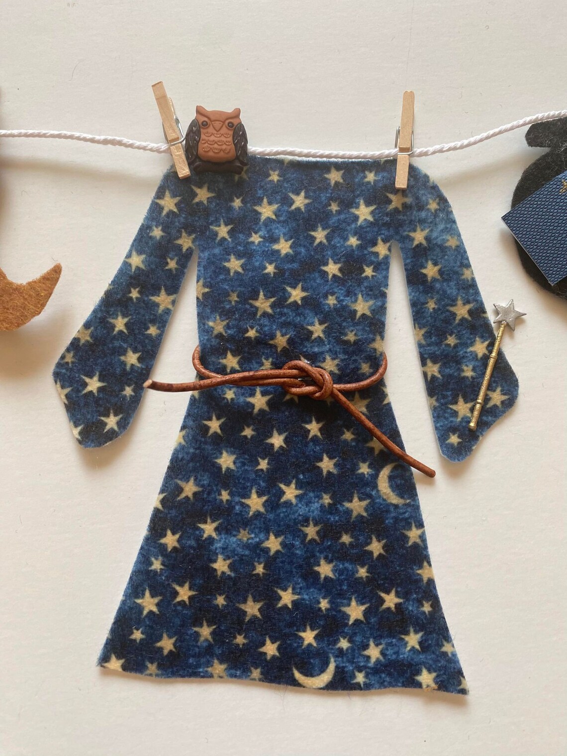 Wizard's Laundry Clothesline, Miniature Felt Banner, Warlock Bunting ...
