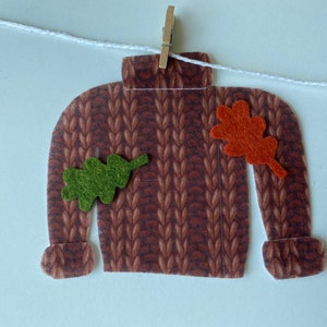 Fall Felt Faux Knitted Sweater Banner With Leaves Autumn Miniature ...