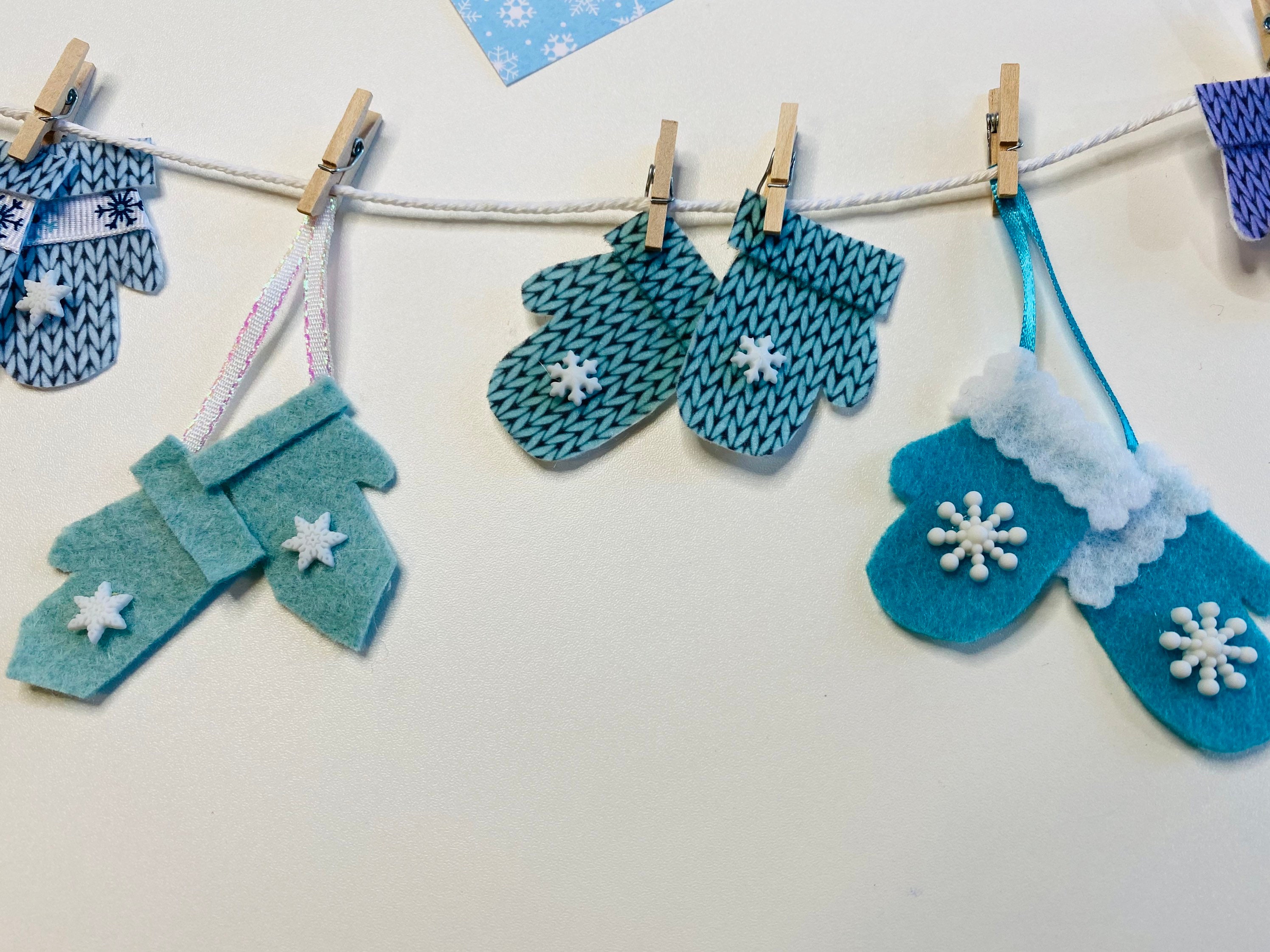 Winter Mittens Miniature Felt Clothesline Banner Garland Bunting Wall ...
