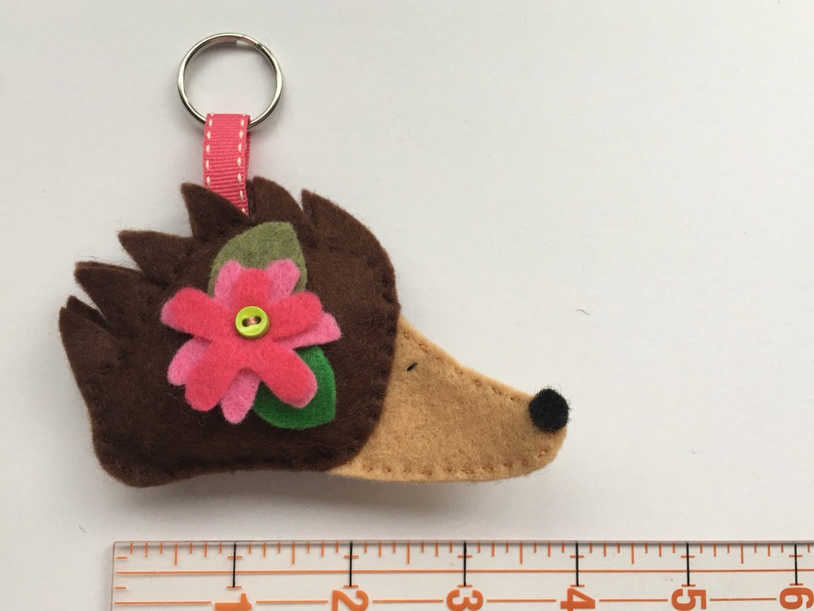 Hedgehog Felt Keychain Woodland Stuffed Animal Keychain for - Etsy