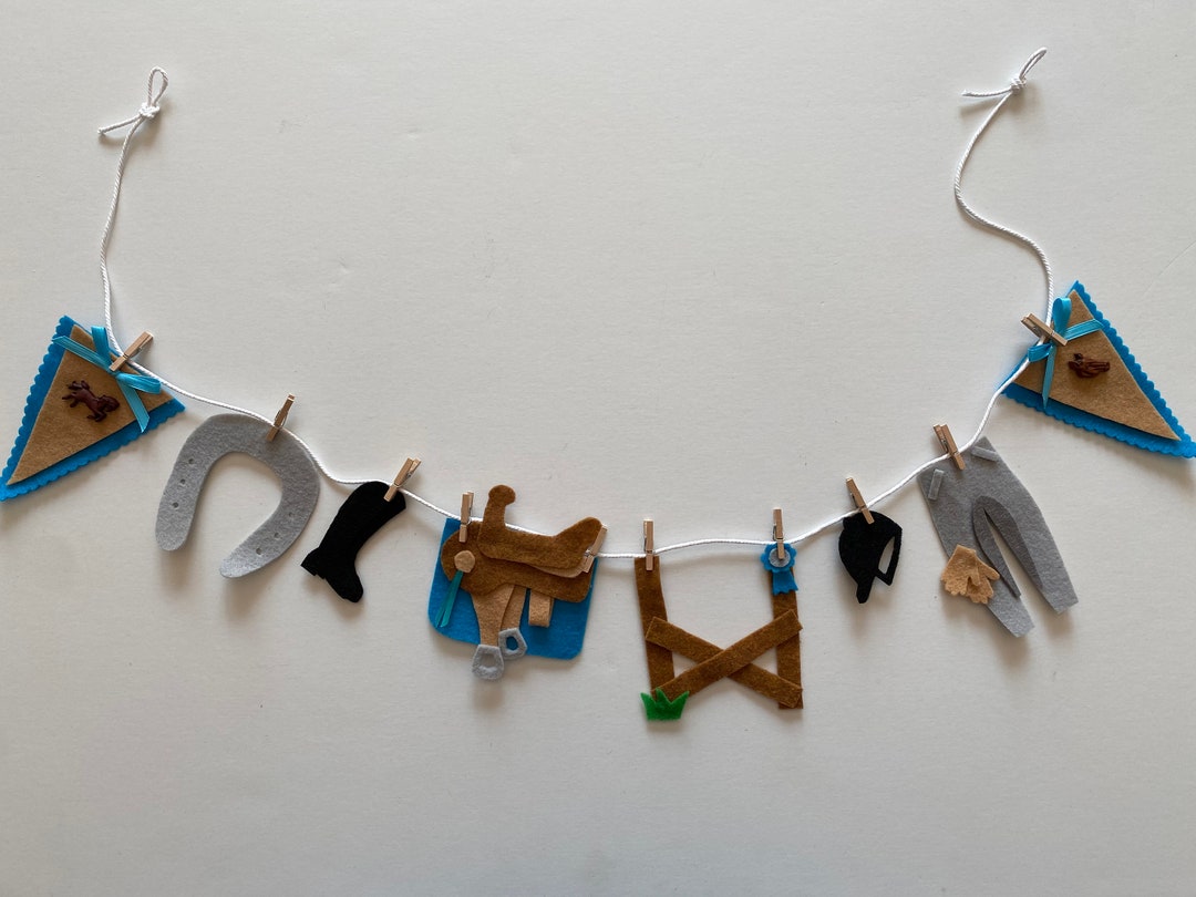Horseback Riding Miniature Felt Banner, Equestrian Garland, Bunting ...