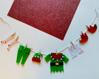 Christmas Garland Elf's Laundry Hand Knitted Washing Line Hanging ...
