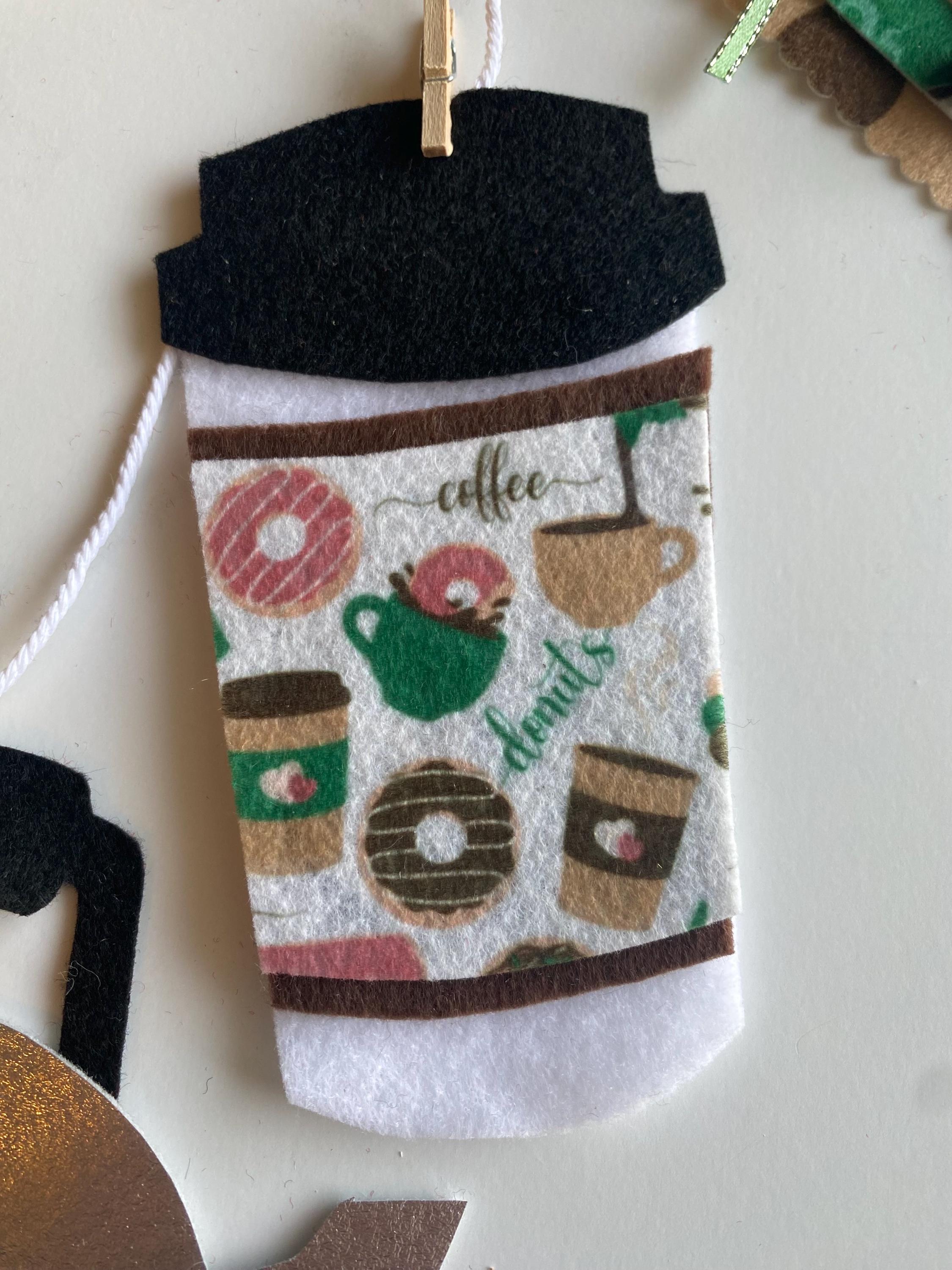 Coffee Lovers Banner, Miniature Felt Garland, Coffee Bean Bunting ...