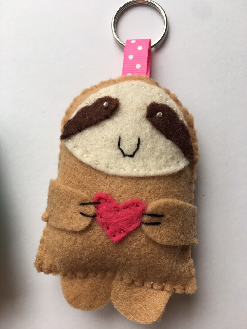 Felt Valentines Day Keychains Sloth Keychain Penguin - Etsy