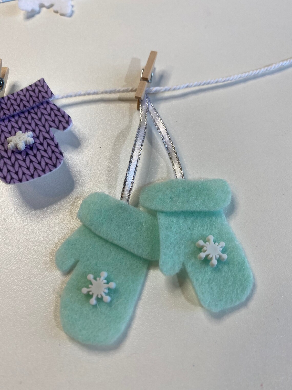 Winter Mittens Miniature Felt Clothesline Banner Garland Bunting Wall ...