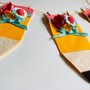 Pencil Flag Pennant Banner School Bunting Felt Flower Garland Teacher ...