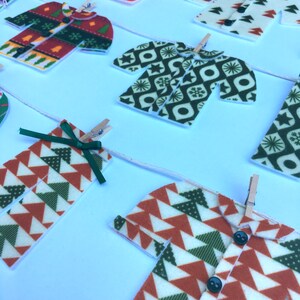 Vintage Christmas Pajamas Holiday Miniature Clothesline Banner Bunting ...