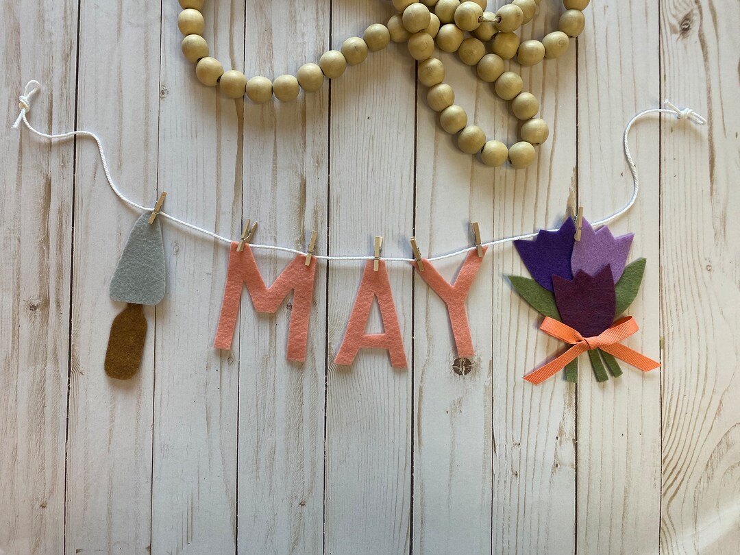 May Monthly Banner, May Flowers Garland, Bulletin Board Decoration - Etsy