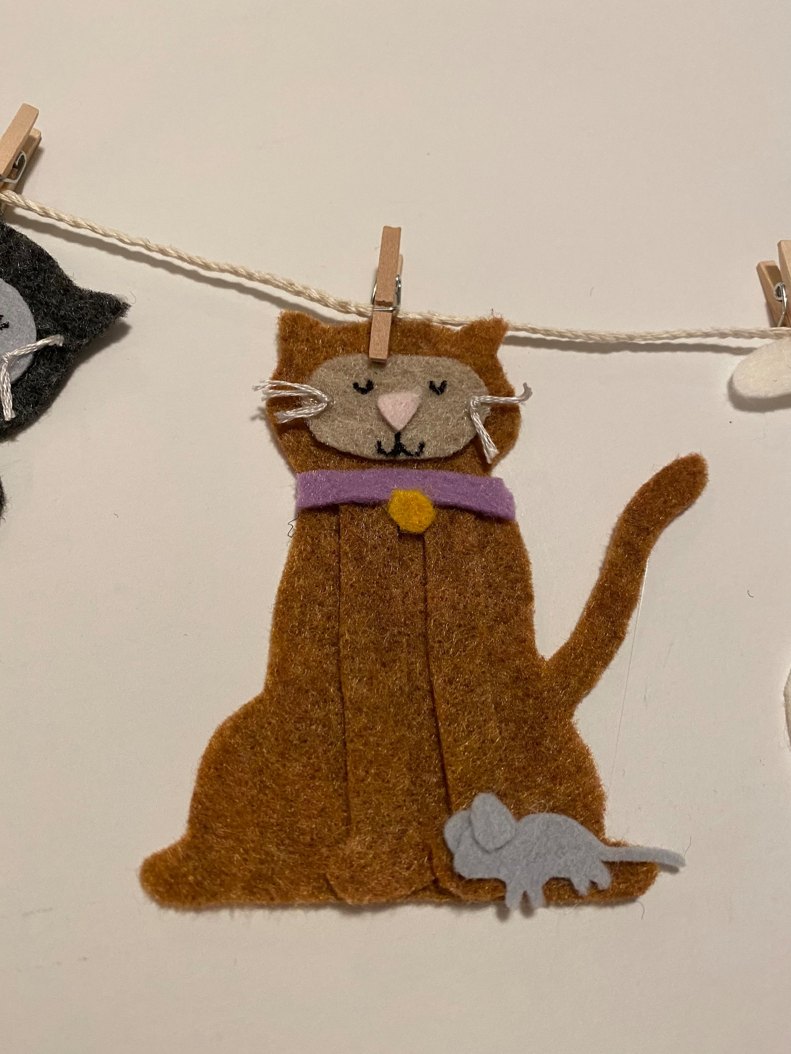 Cat Banner, Miniature Felt Kitten Garland, Feline Wall Hanging ...