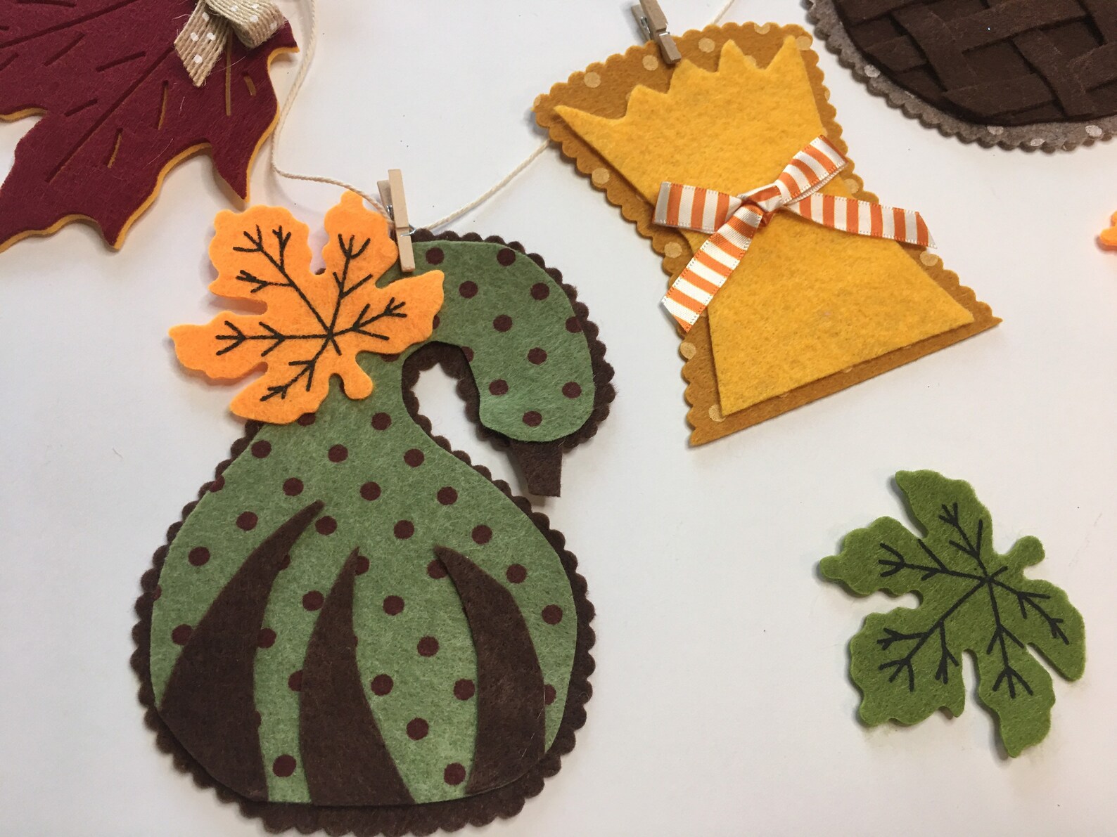 Thanksgiving Felt Cornucopia Turkey Corn Gourd Leaf Banner Garland ...