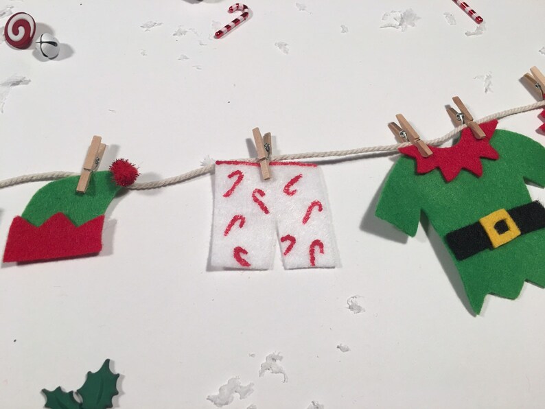 Elf Laundry Clothesline Christmas Decoration | Etsy