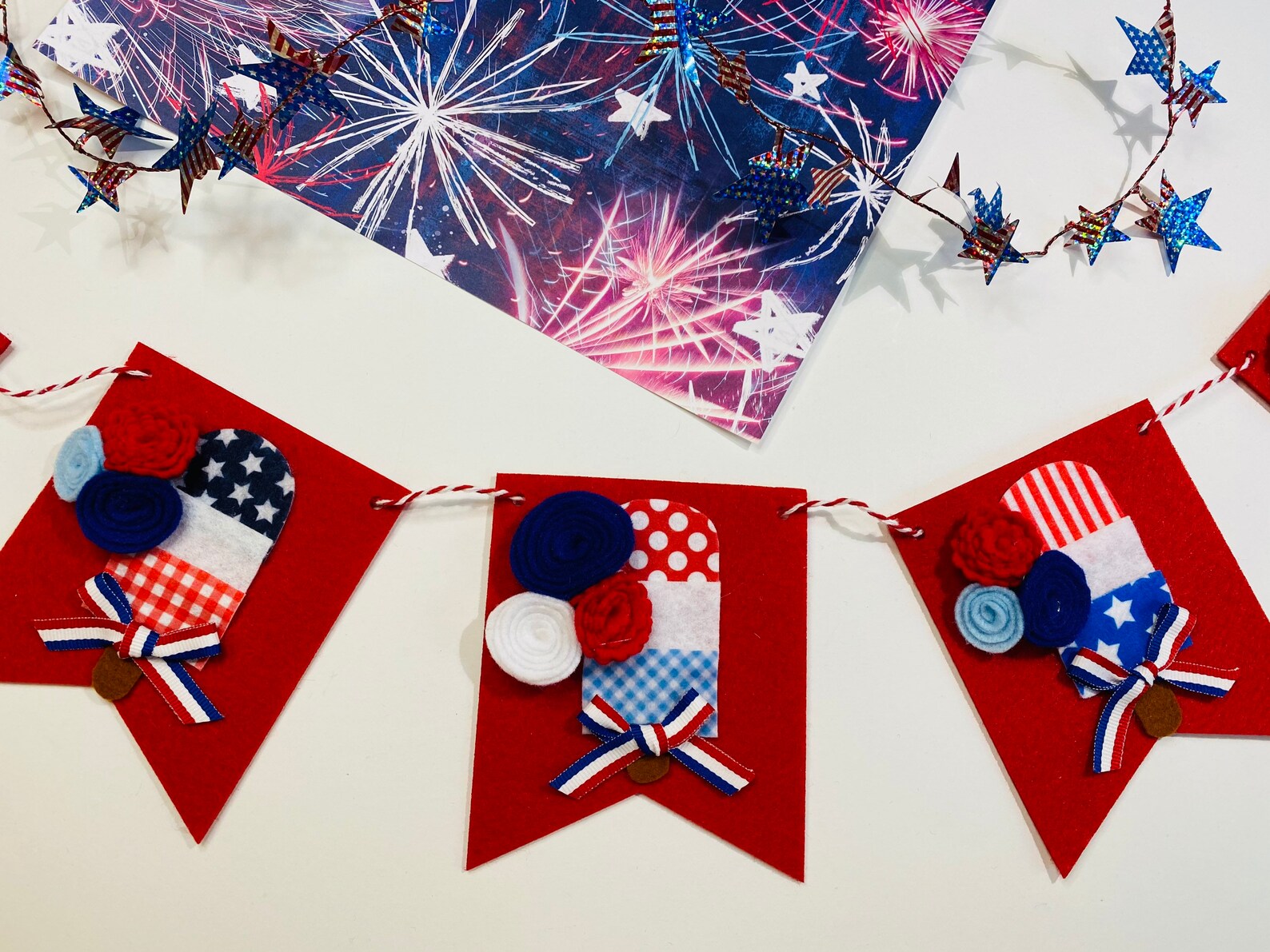 Patriotic Popsicle Summer Felt Banner Garland Bunting Wall - Etsy