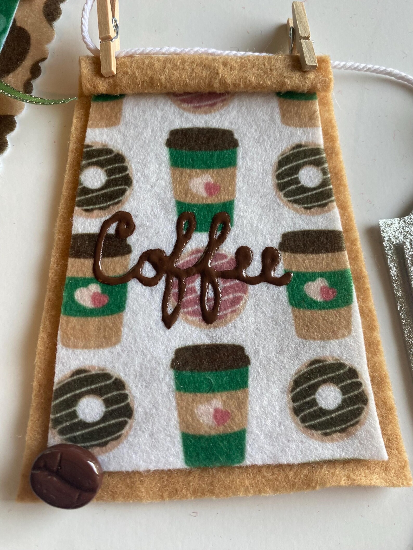 Coffee Lovers Banner, Miniature Felt Garland, Coffee Bean Bunting ...