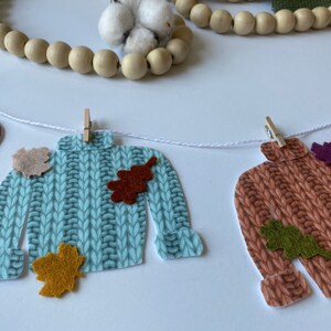 Fall Felt Faux Knitted Sweater Banner With Leaves Autumn Miniature ...