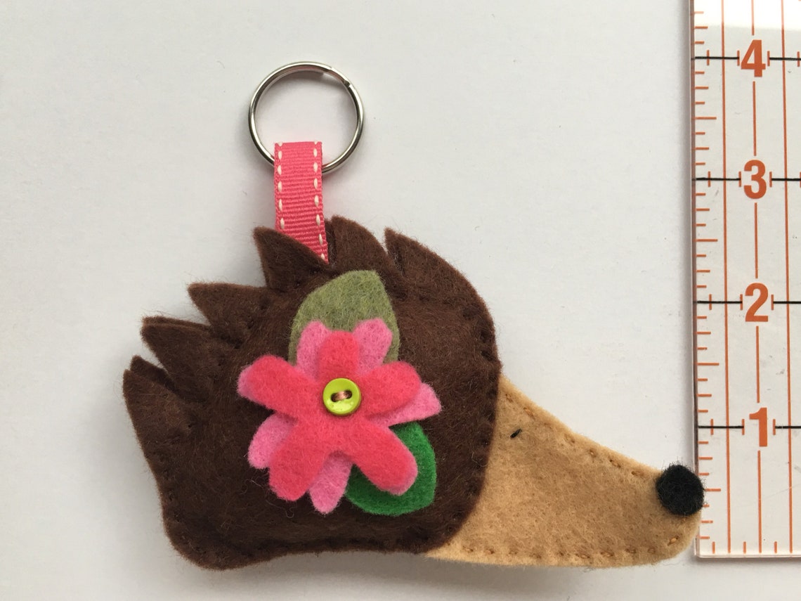 Hedgehog Felt Keychain Woodland Stuffed Animal Keychain for - Etsy