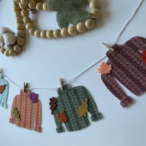 Fall Felt Faux Knitted Sweater Banner With Leaves Autumn Miniature ...