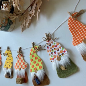 Set of 3 Fall Gnome Banners for September October November, Felt Autumn ...
