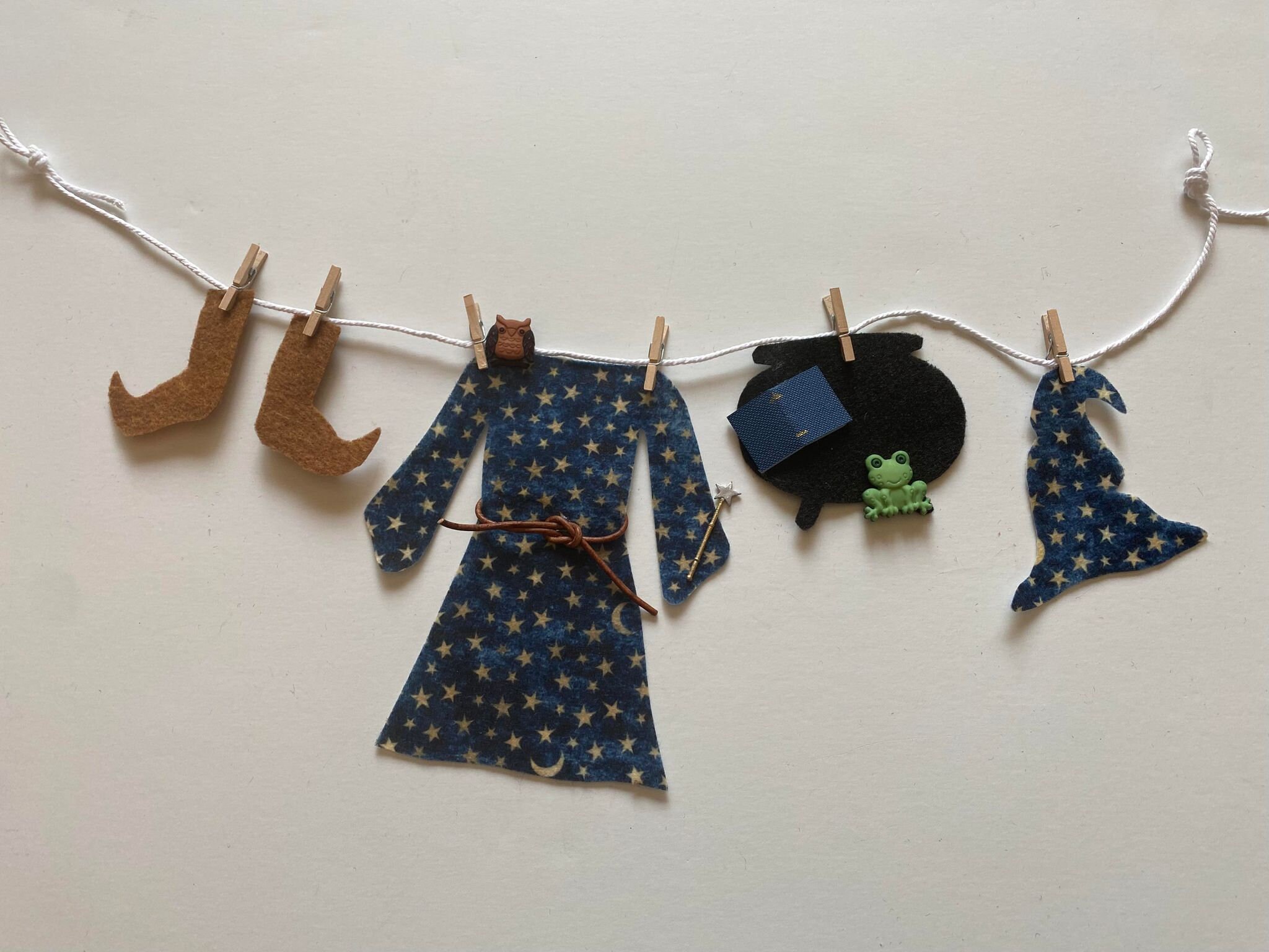 Wizard's Laundry Clothesline, Miniature Felt Banner, Warlock Bunting ...
