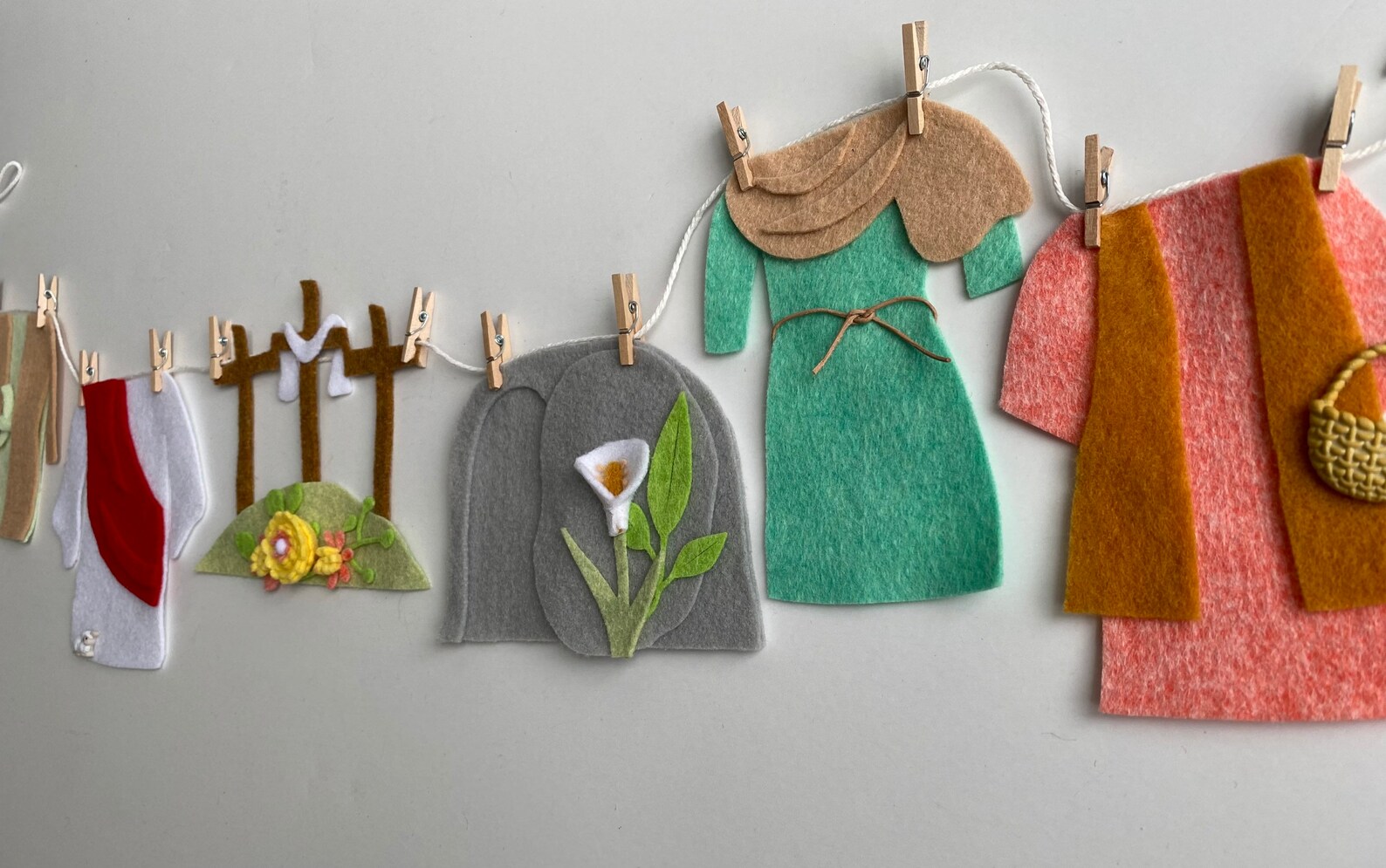 The Easter Story Nativity Clothesline Banner Miniature Felt - Etsy