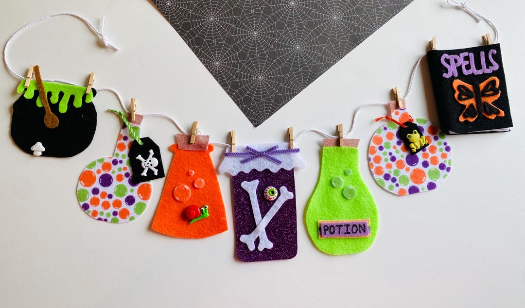 Halloween Potions Banner, Witch’s Spell Book Garland, Bunting ...