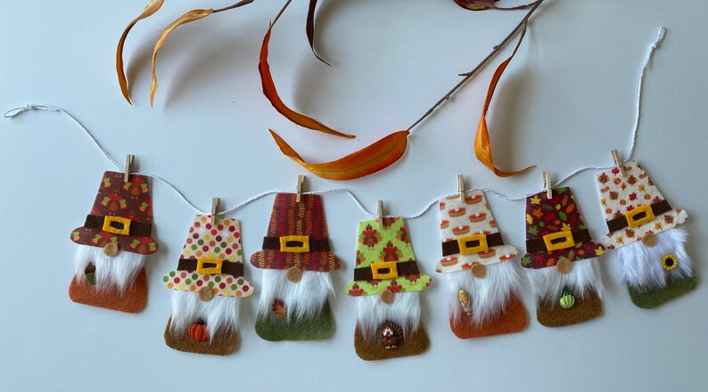 Set of 3 Fall Gnome Banners for September October November, Felt Autumn ...