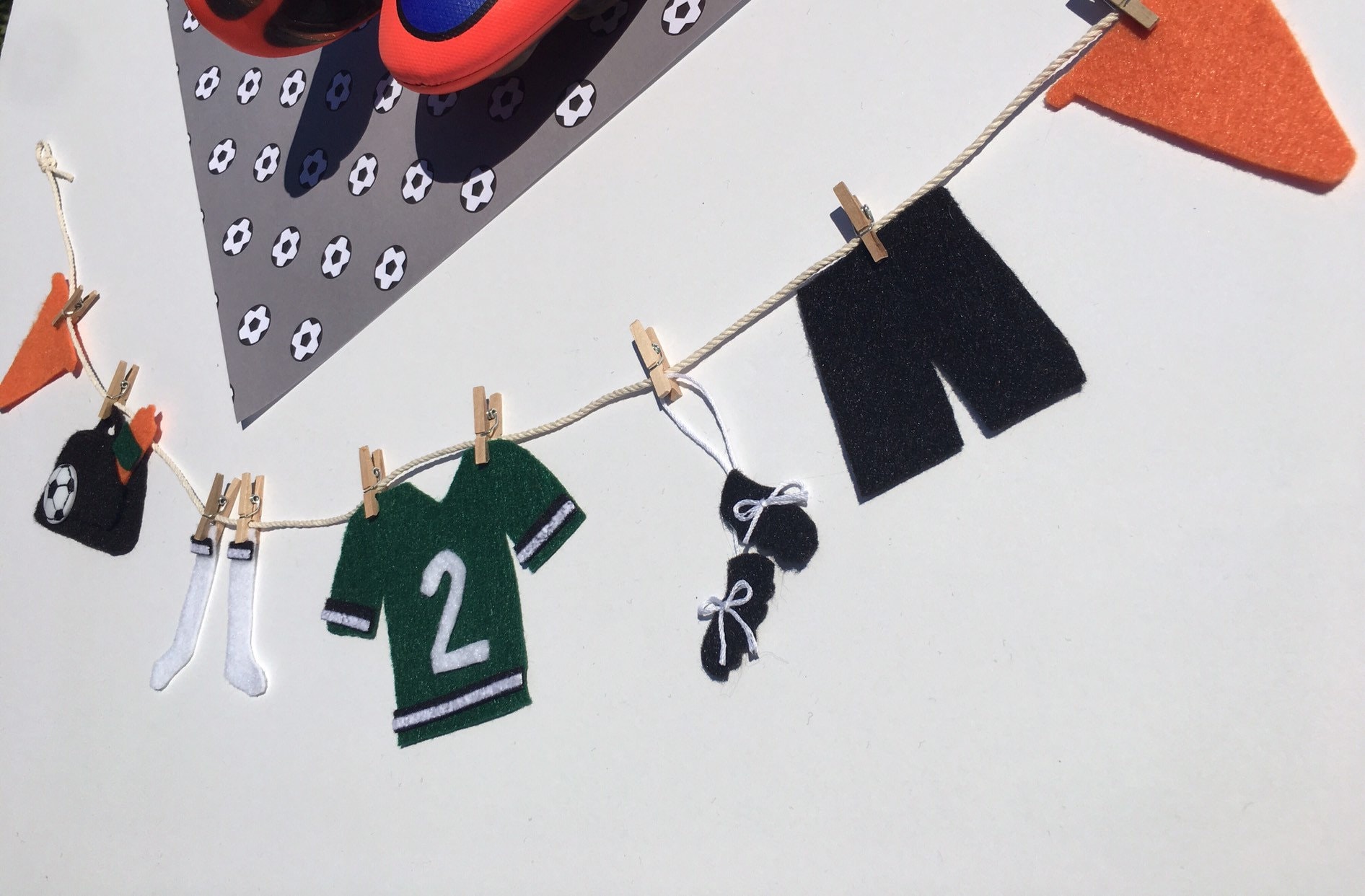 Miniature Felt Soccer Clothesline Soccer Uniform Banner | Etsy