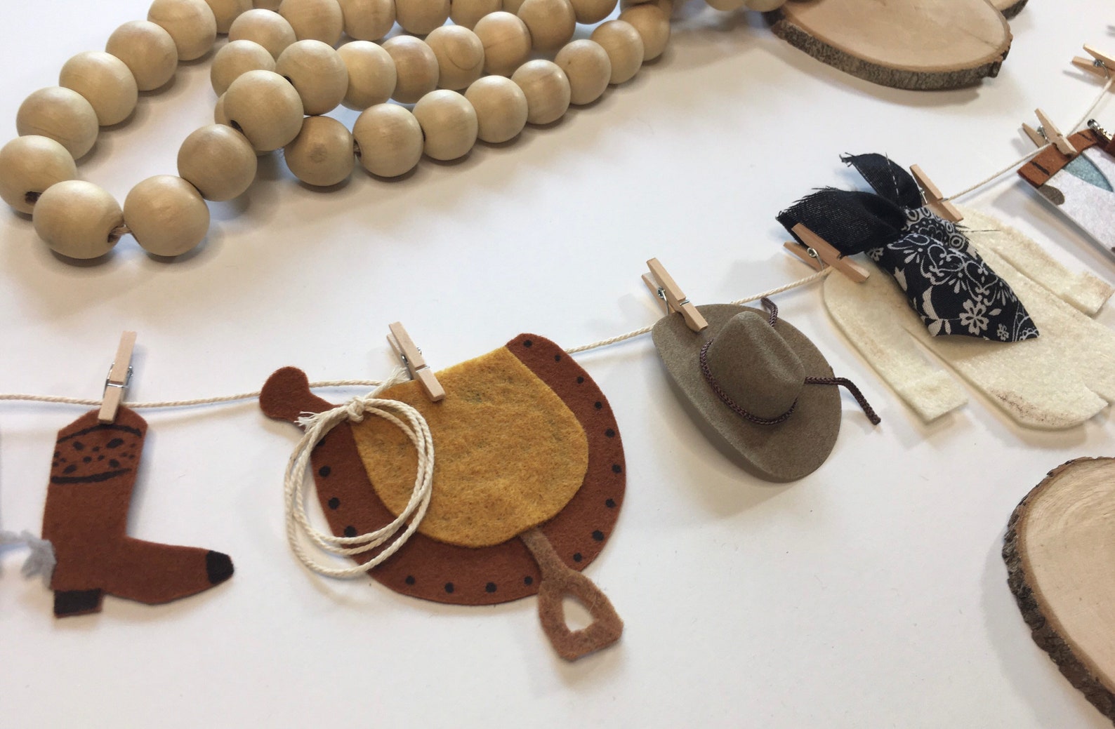Cowboy & Cowgirl Outfit Costume Miniature Felt Clothesline Garlands for ...