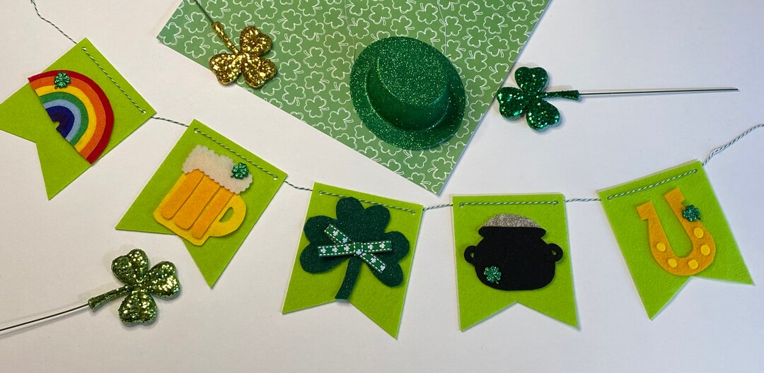 St. Patrick’s Day Felt Banner Garland Bunting Pennants Wall Hanging ...