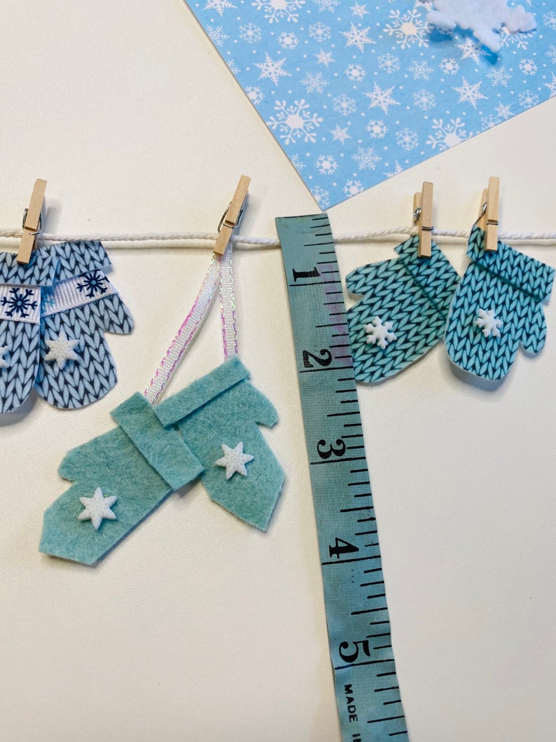 Winter Mittens Miniature Felt Clothesline Banner Garland Bunting Wall ...
