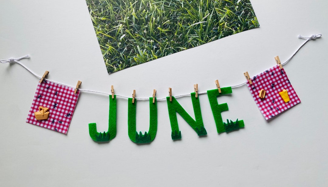 June Monthly Banner, Picnic Garland, Classroom Bulletin Board Bunting ...